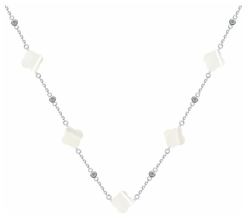 Колье, серебро, 925 проба, родирование, перламутр