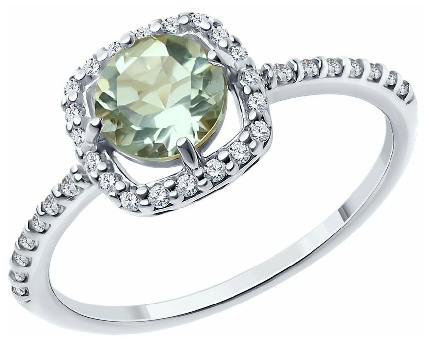 Кольцо, серебро, 925 проба, родирование, фианит, аметист