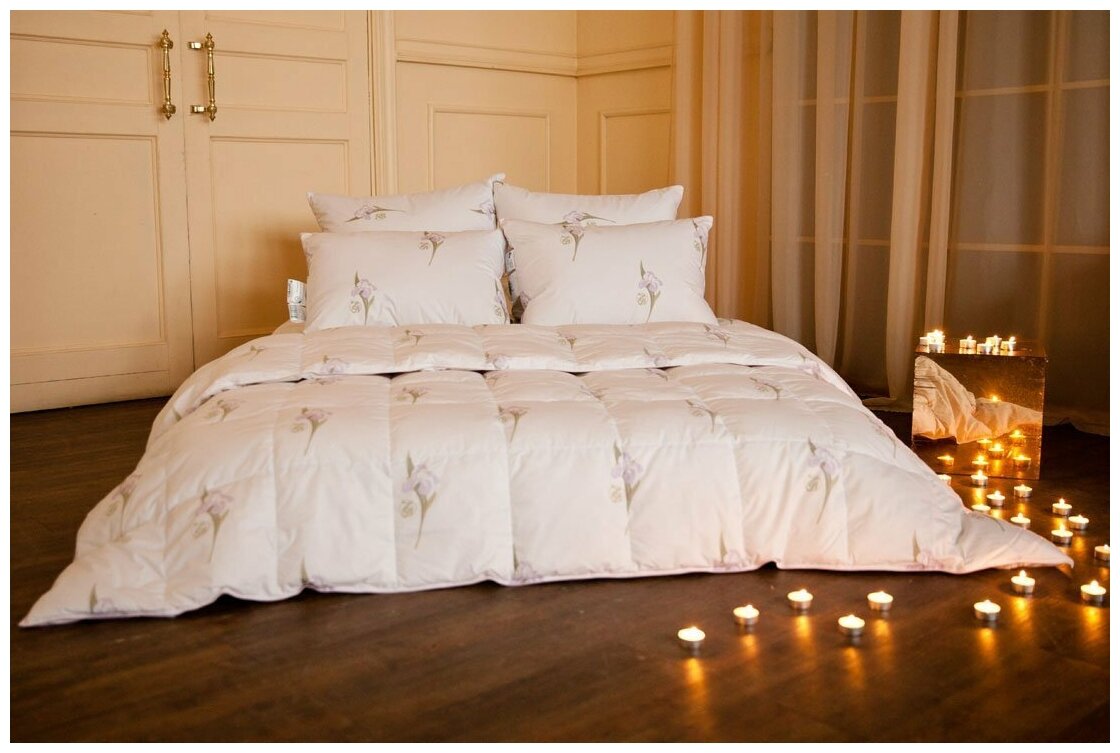 Одеяло из пуха Царственный ирис (белый), Одеяло 220x240 стандартное