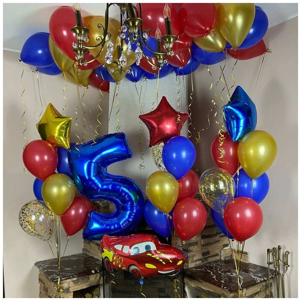 Набор шаров с машинкой Фонтаны из шариков Цифра Шары под потолок