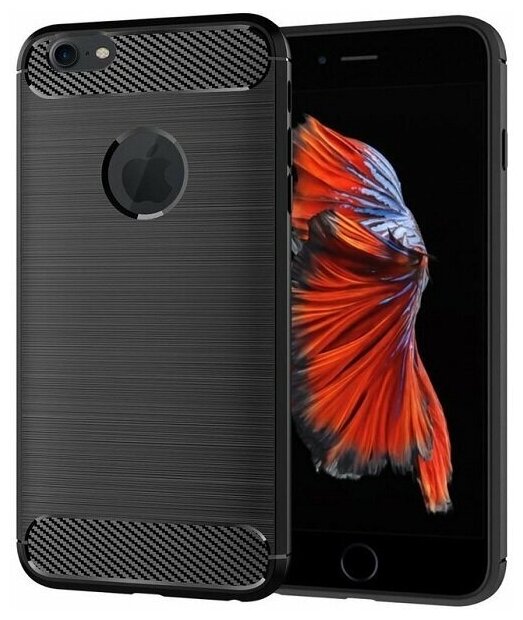 Чехол для iPhone 6 Plus (6S Plus) цвет Black (черный), серия Carbon от Caseport