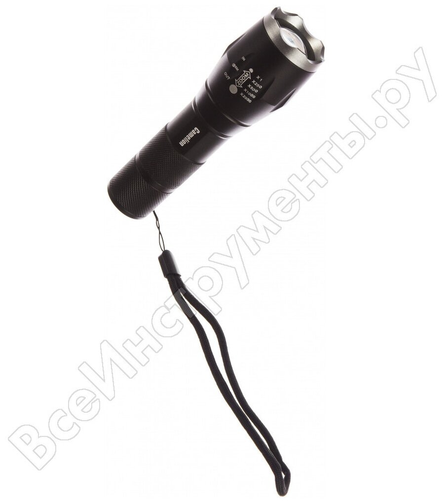 Фонарь Camelion LED5136 черный, LED XML-T6, ZOOM, 5 режимов, 3XLR03 в комплекте, алюминий, блистер 12971