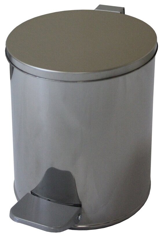 Ведро-контейнер для мусора (урна) Титан, 7л, с педалью, круглое, металл, хром