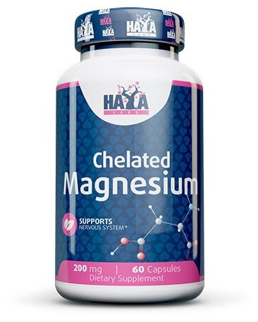 Haya Labs Chelated Magnesium (Хелатированный Магний) 200 мг 60 капсул