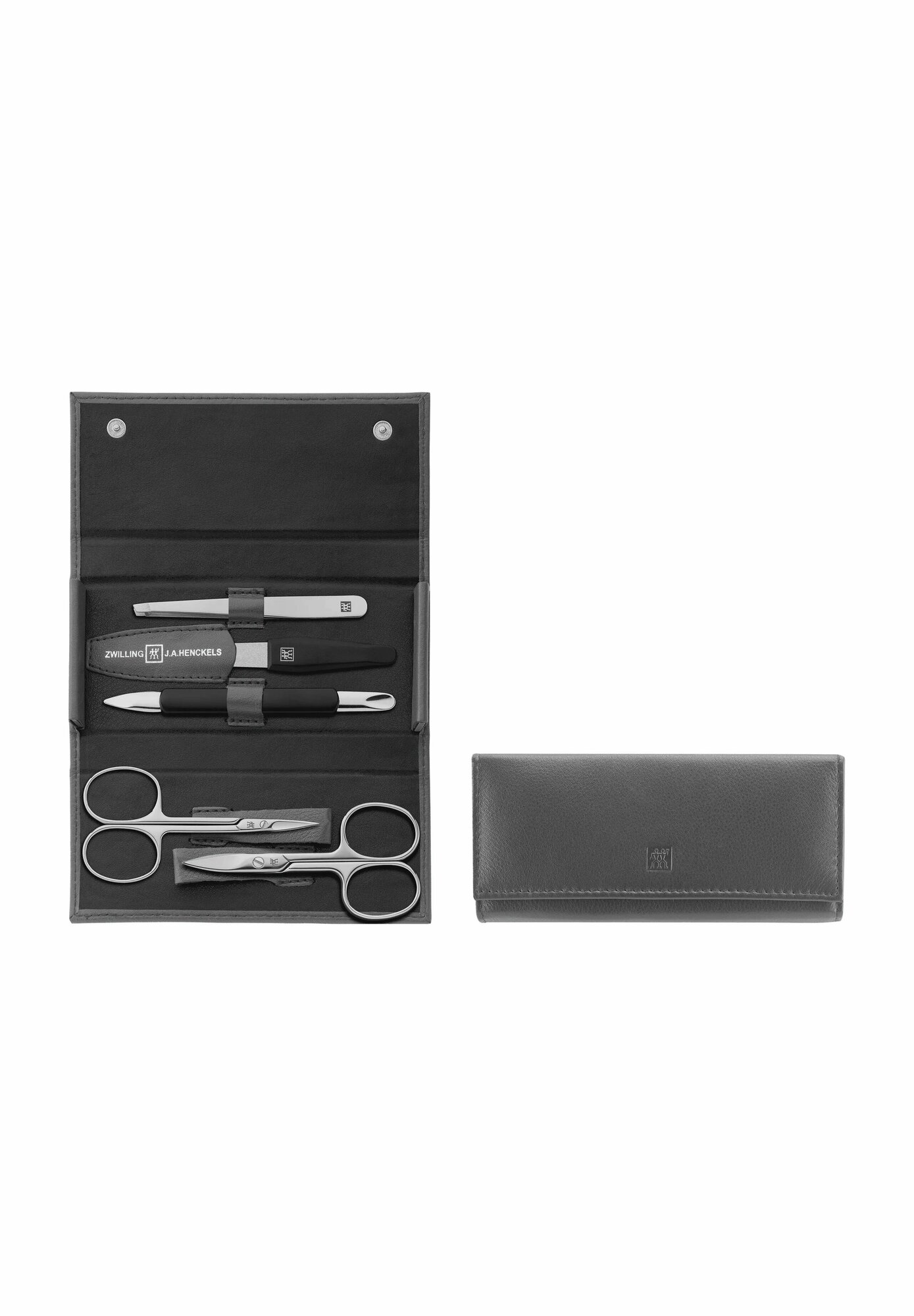 Маникюрный набор ZWILLING Classic Inox пр-ва Германии, оригинал, 5 предметов, футляр из натуральной кожи, серый