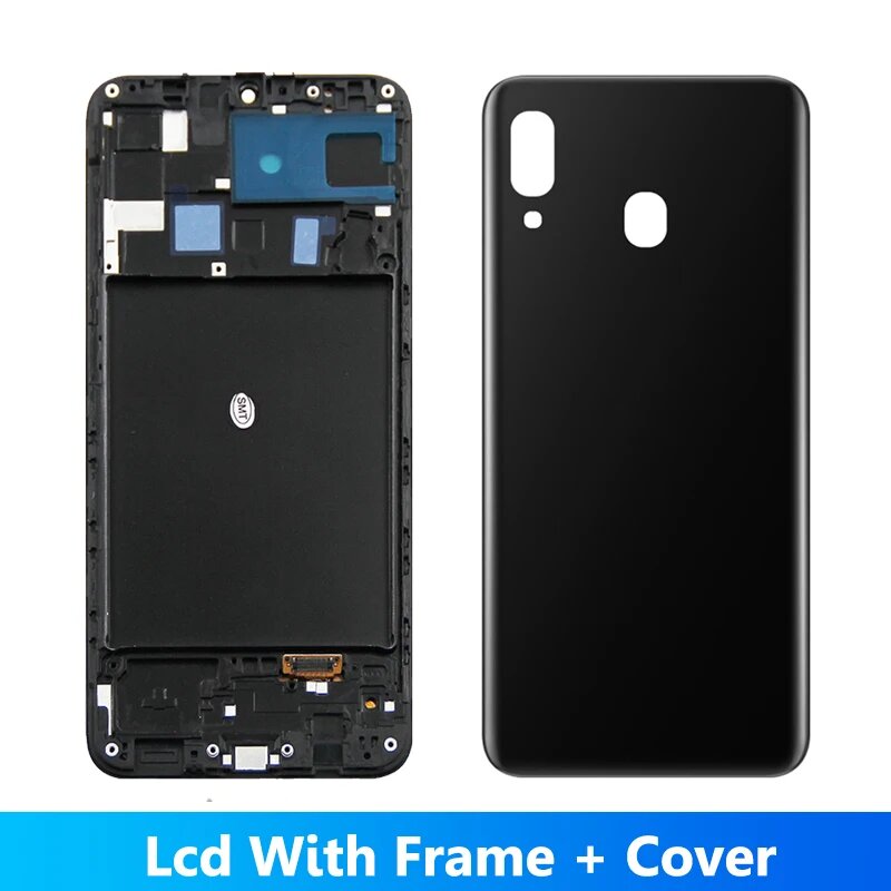 Для Samsung Galaxy A20 SM-A205F/DS ЖК-дисплей с цифровым преобразователем сенсорного экрана для Samsung A20 A205 A205F A205G A205W A205U A205FN Frame Black Cover