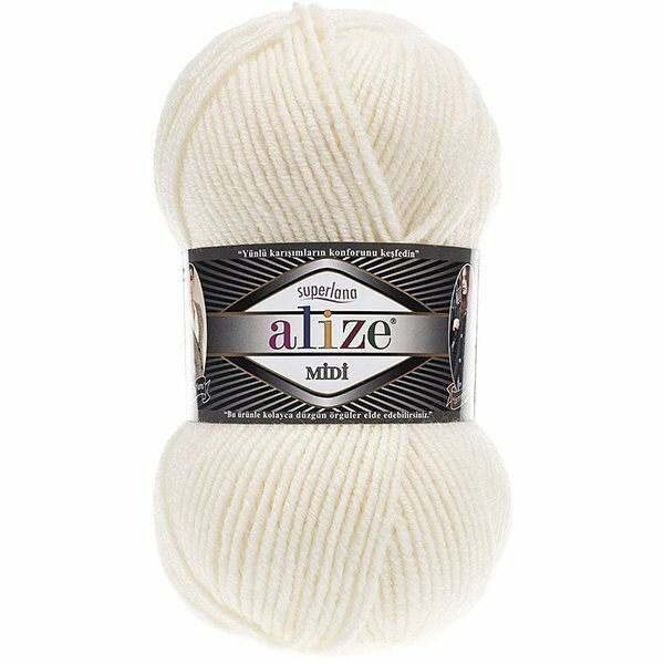 Пряжа Alize SUPERLANA MIDI 62 молочный (5 мотков)