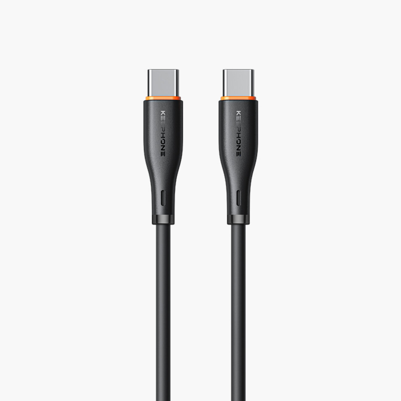 Кабель силиконовый 60W Type-C -Type-C Keephone Сверхбыстрая зарядка и синхронизация 480 Мбит/с без спутывания, 1 м. чер