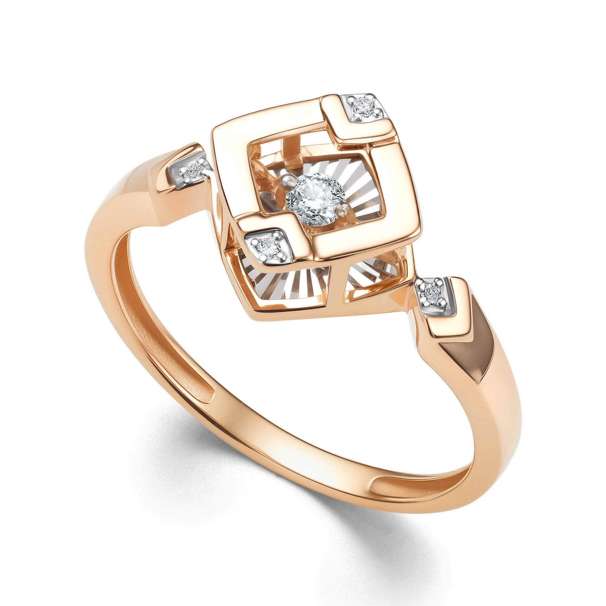 Кольцо, красное золото, 585 проба, бриллиант