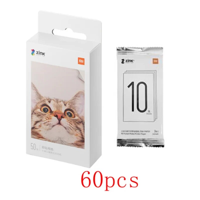 Xiaomi ZINK Покет Принтер Бумага 3 дюйма Самоклеящаяся Белый, 60sheets Paper