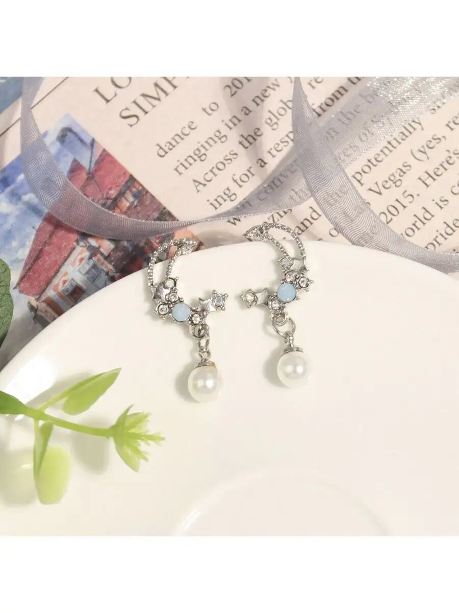 Серьги пусеты, эмаль, кристалл