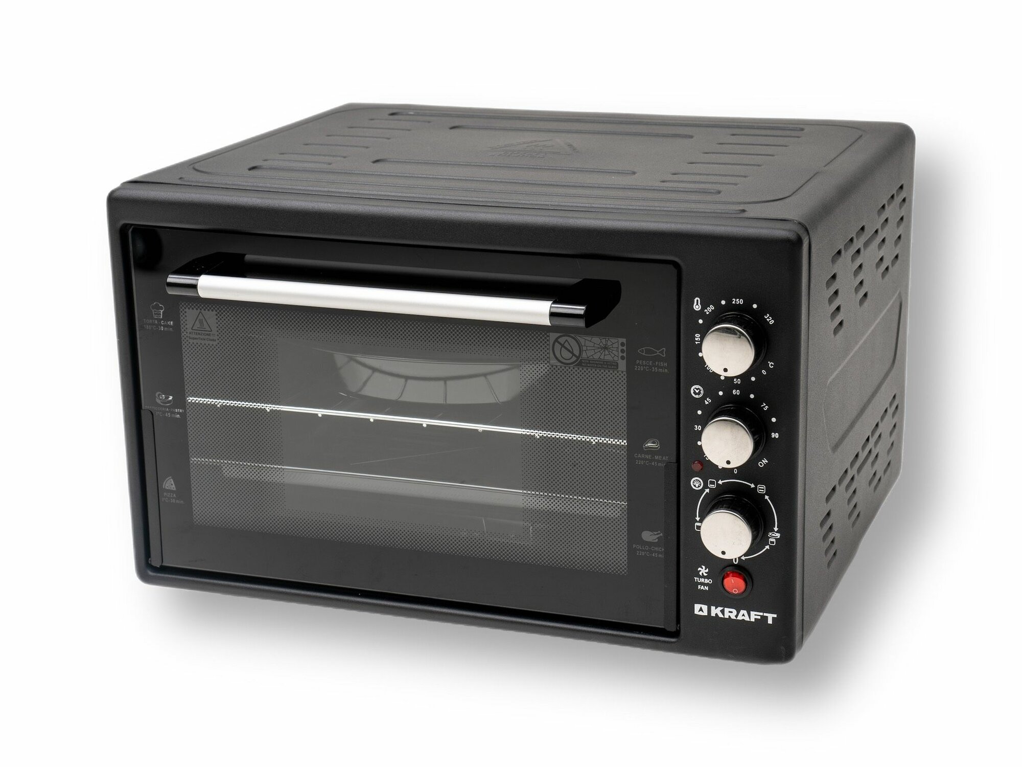 Kraft Мини-печь электрическая KF-MO 3804 RKBL, черная, 38 литров, с конвекцией и вертелом