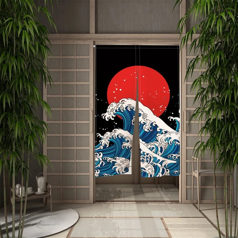 Занавеска Noren Красный, 100x150cm, Ocean Waves