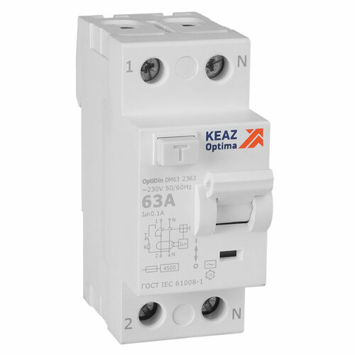 KEAZ ВДТ без защиты от сверхтоков OptiDin DM63-2363-AC-4,5-УХЛ4 (2P, 63, 100mA): характеристики ...