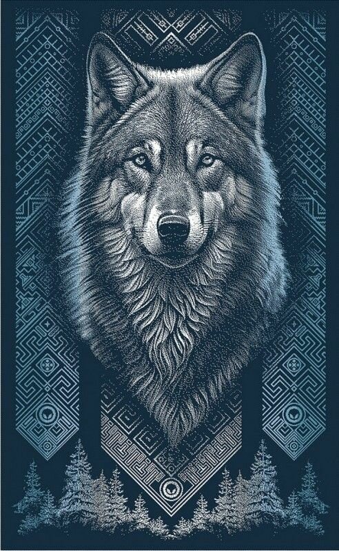 Полотенце махровое банное большое для ванны в подарок на День Рождения, на Новый год, на Юбилей Волк, Северный король 100 х 160 см