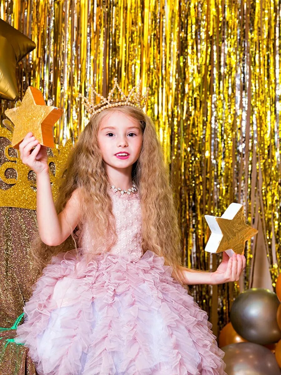 Световая завеса/праздничные украшения для фотозоны, 1 м×2 м, золотистый цвет.