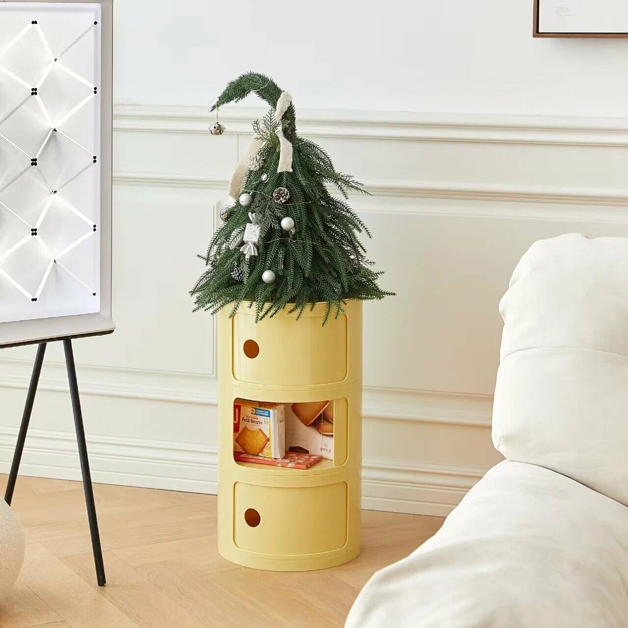 Тумба В Скандинавском Стиле, Цилиндрическая, С Раздвижными Дверцами, Штабелируемая, Тройной, Шкаф для хранения