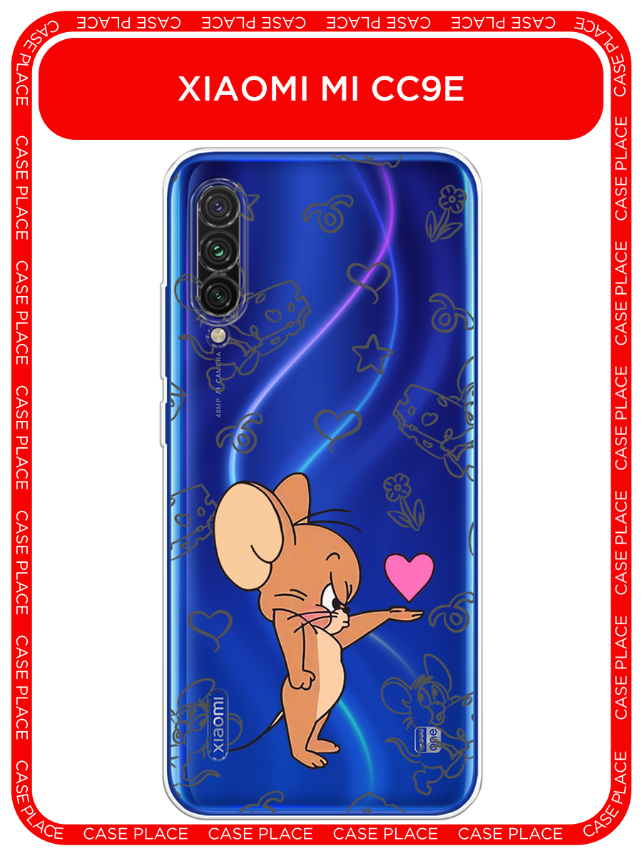 Чехол на Xiaomi Mi CC9E/Mi A3 / Сяоми Mi CC9E/Mi A3 с принтом Джерри и сердце 2, прозрачный