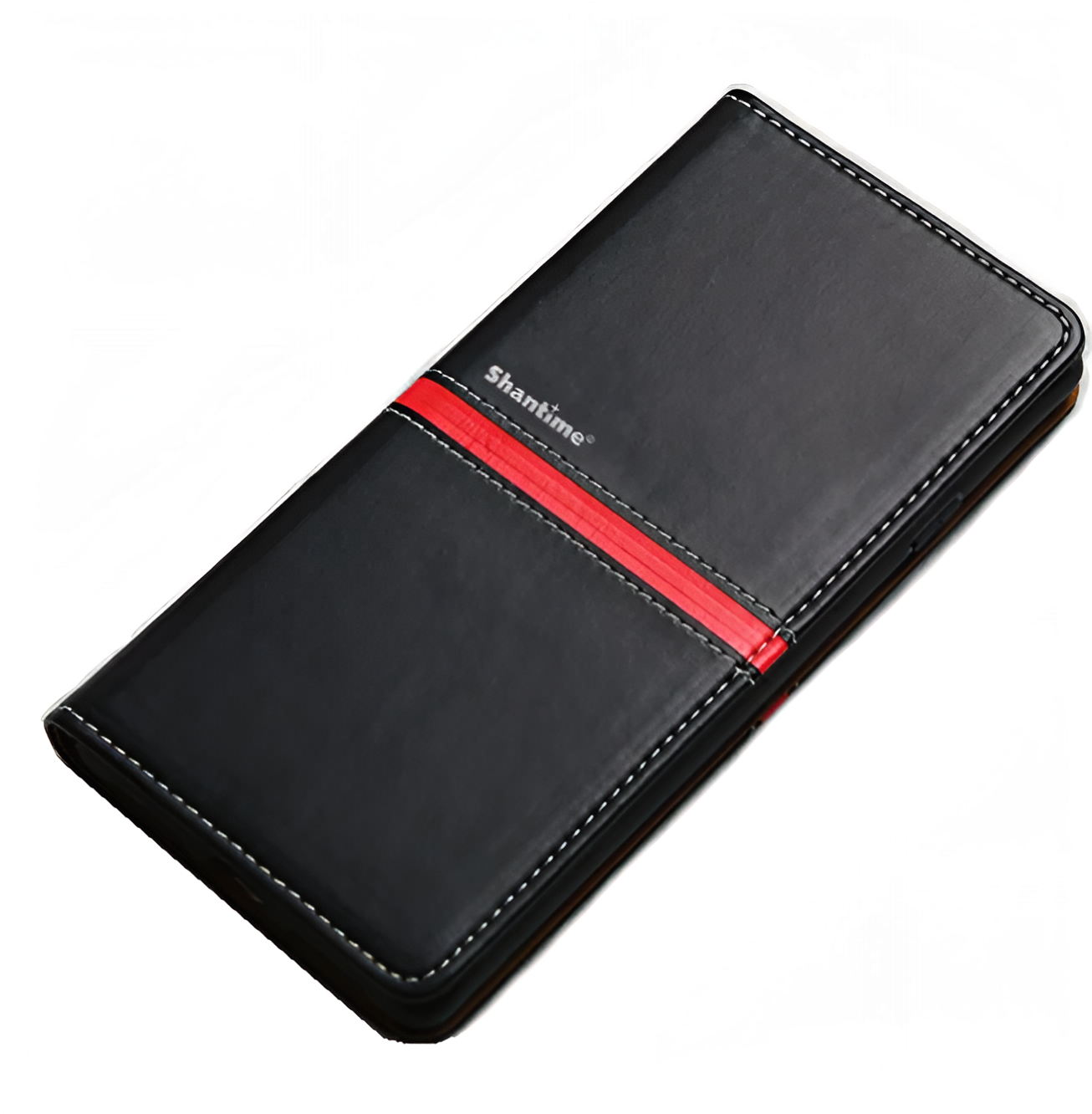 Чехол-книжка MyPads для Blackview BV5900 водоотталкивающий на жесткой металлической основе черный с красной полосой