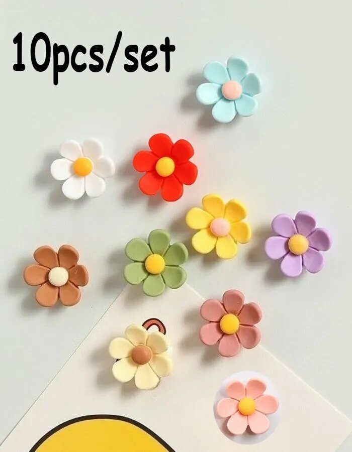 10pcs / набор цветных цветов, подходящих в качестве магнитов для украшения холодильников и досок