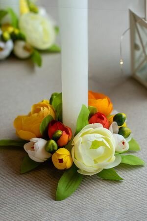 Венок для свечи садовые лютики, оранжевый, 12 см, EDG 214844-95-2