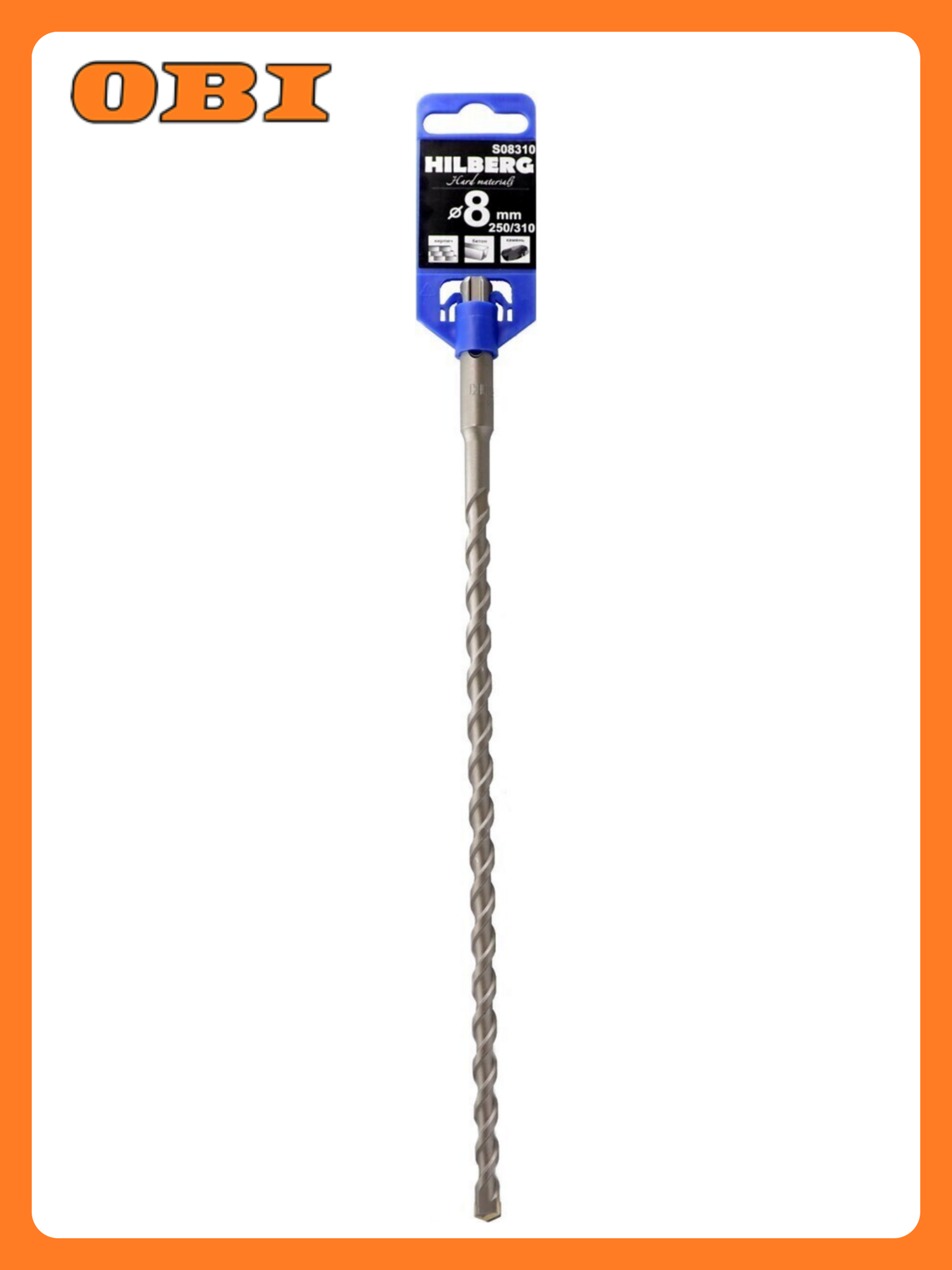 Бур для перфоратора по бетону 8x310 мм SDS-plus Hilberg S08310