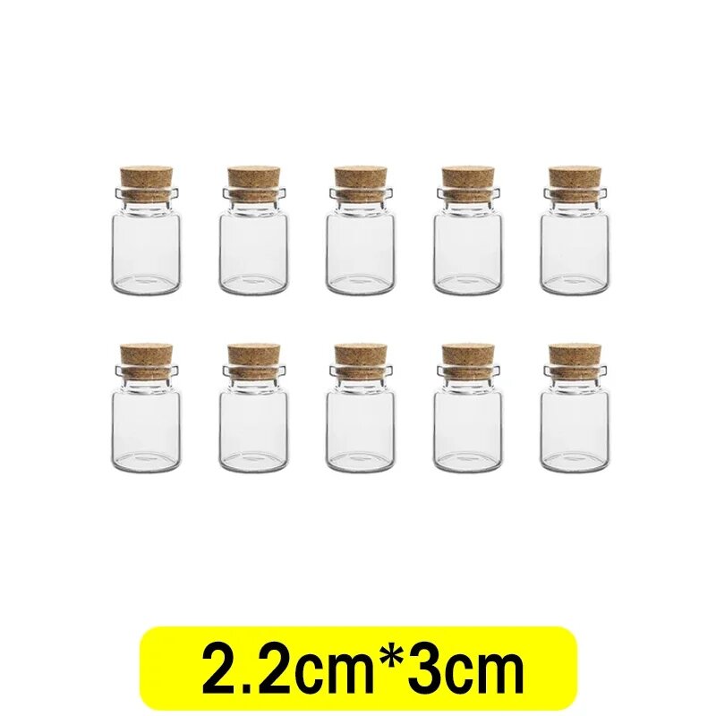 Прозрачные мини-бутылочки из боросиликатного стекла с пробкой 50PCS, 2.2x3cm 5ml