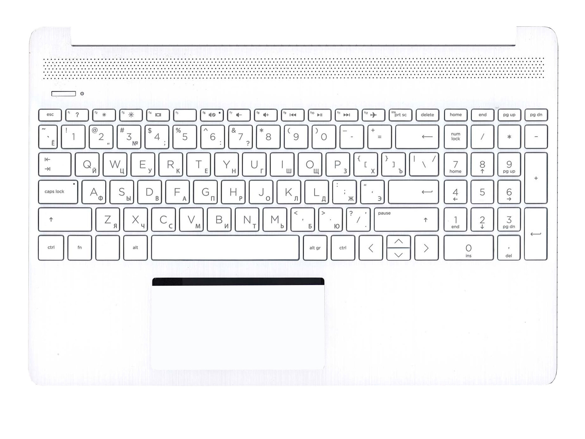 Клавиатура (топ-панель) для ноутбука HP 15S-EQ 15S-FQ белая с белым топкейсом