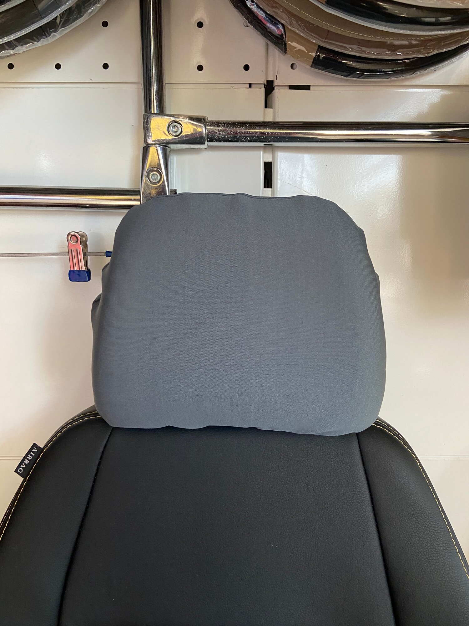 Накидка-чехол на подголовник из полиэстера 2шт, СветлоСерый без логотипа