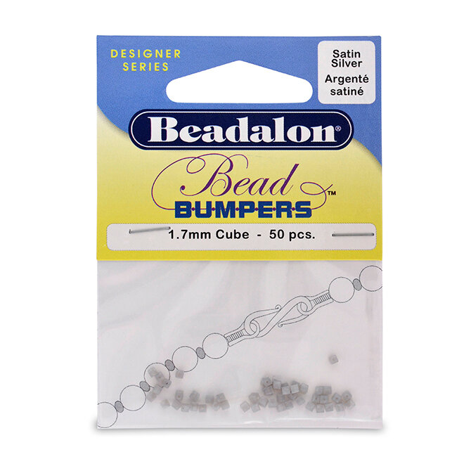 Бусина-разделитель силиконовая, 1.7мм, кубик, Beadalon Bead Bumpers, серебристо-серый, 50 шт.