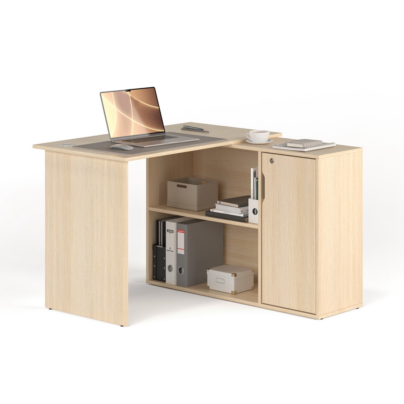 Стол письменный БАНГА-91 правый Дуб молочный