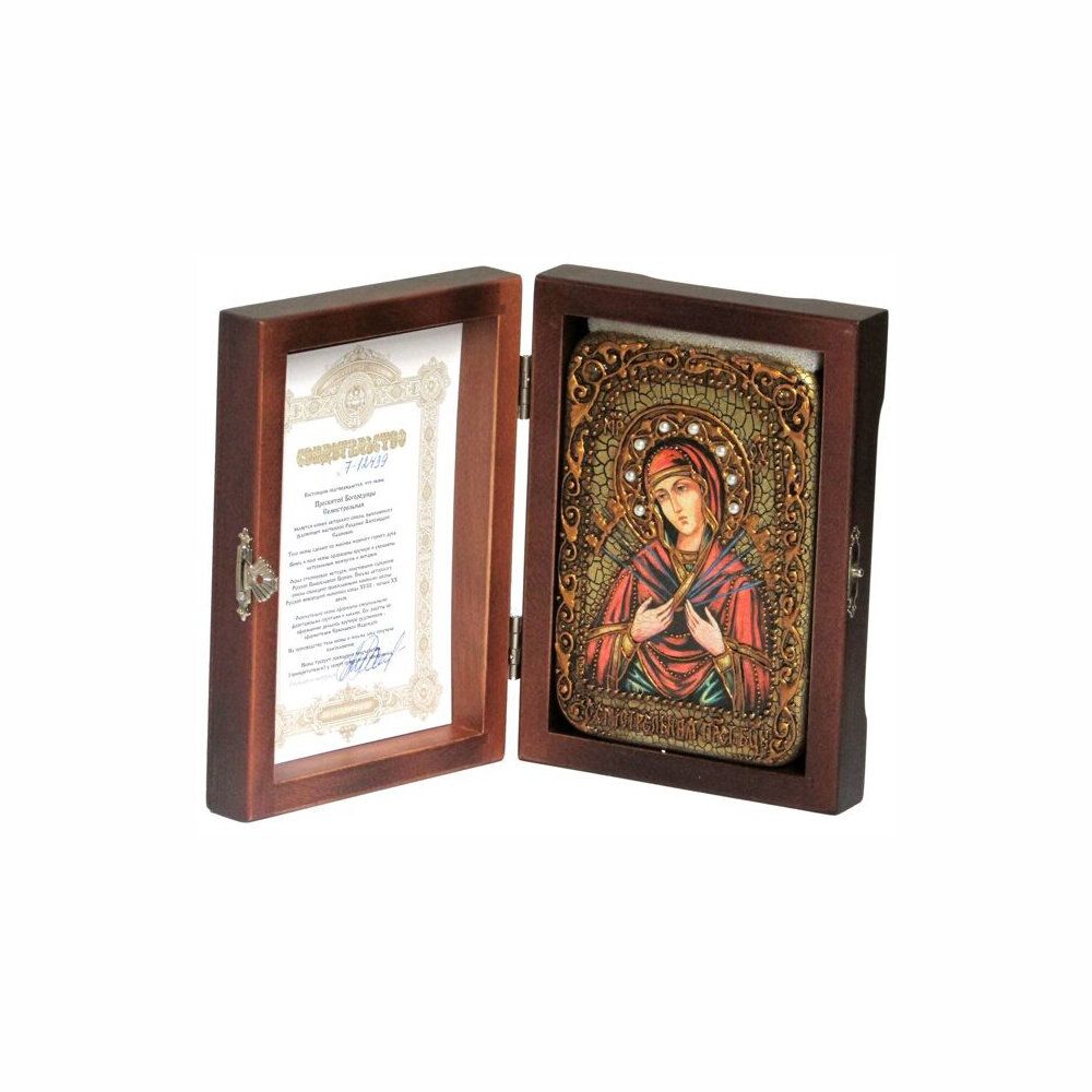 Настольная икона Образ Божией Матери Семистрельная 10*15см 999-RTI-124m
