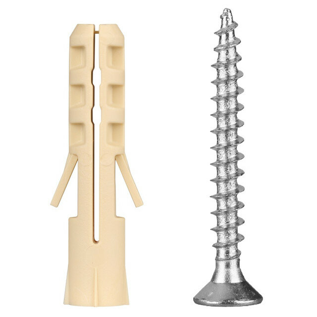 PND дюбель распорный нейлоновый 6x30 мм с шурупом 4x40 мм, комплект 60 шт для бетона