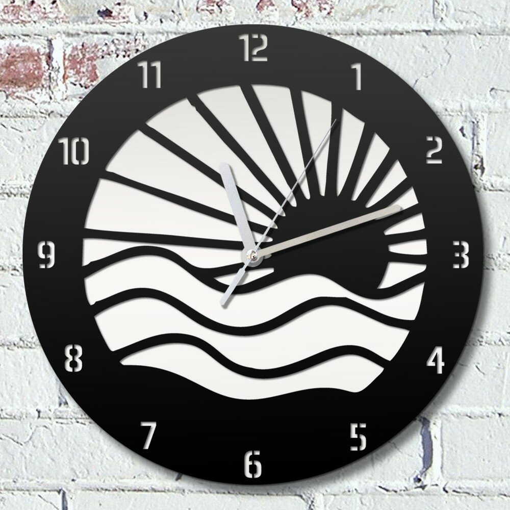 Настенные деревянные бесшумные часы минимализм Солнце (небо, звезды, геометрия, Сканди, подарок для мамы, подруги ) - 5223