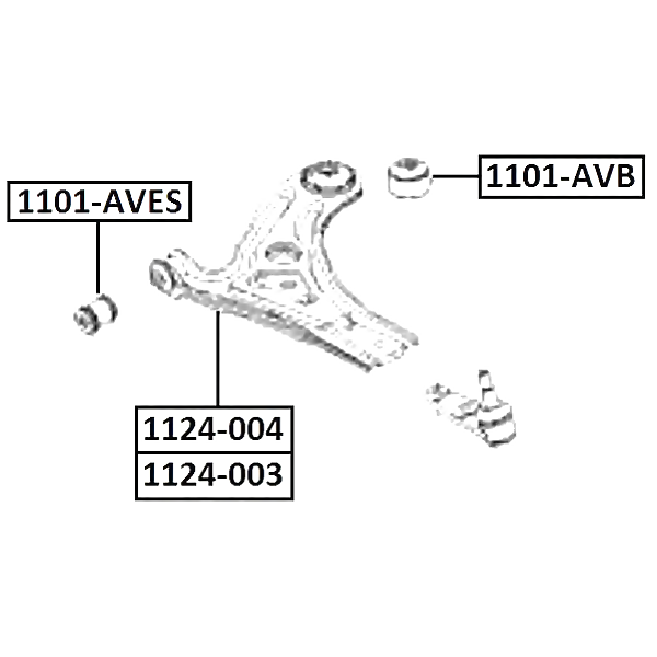 ASVA 1124003 (96535081 / 96535082 / 96815893) рычаг подвески перед. прав. Chevrolet (Шевроле) aveo (t200) 2003-2008