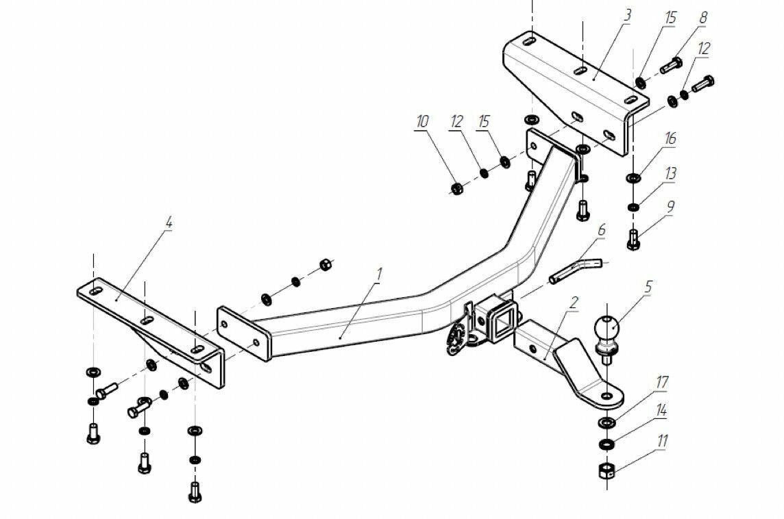Фаркоп Бизон на Acura Mdx FA 0858-E (c 2014 г. в.) (паспорт и сертификат в комплекте)(без электрики)
