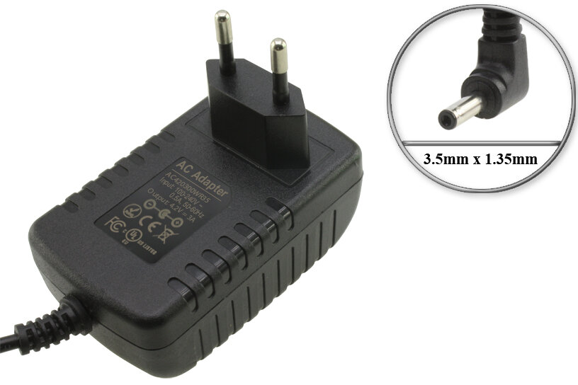Адаптер (блок) питания 4.2V, 3A,3.5mm x 1.35mm, для Li-Ion, Li-Po АКБ типа 1S( с наминалом 3.6V - 3.7V), фонаря и др устр