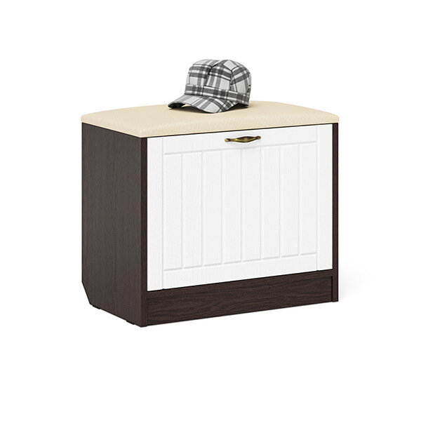 Прихожая П-6 Тумба, цвет венге/фасады МДФ белое дерево фрезеровка прованс