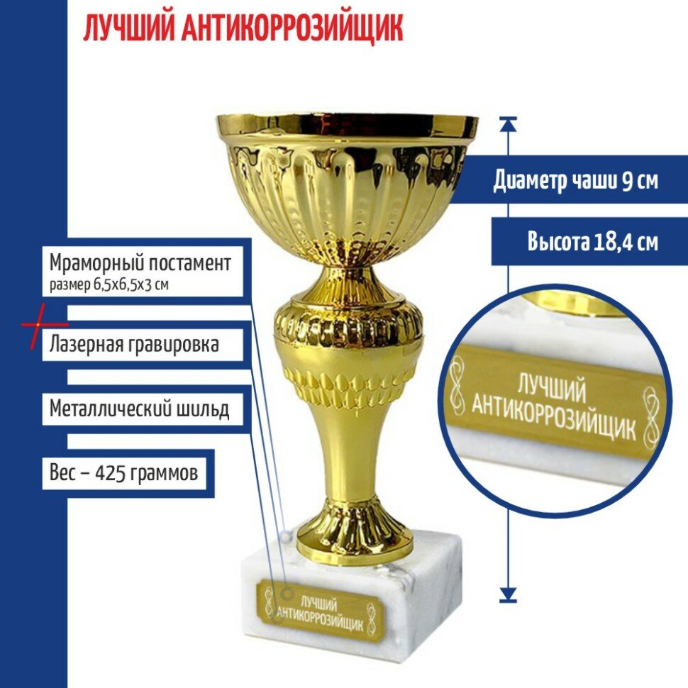 Кубок "Лучший антикоррозийщик" на постаменте (18,4 см)