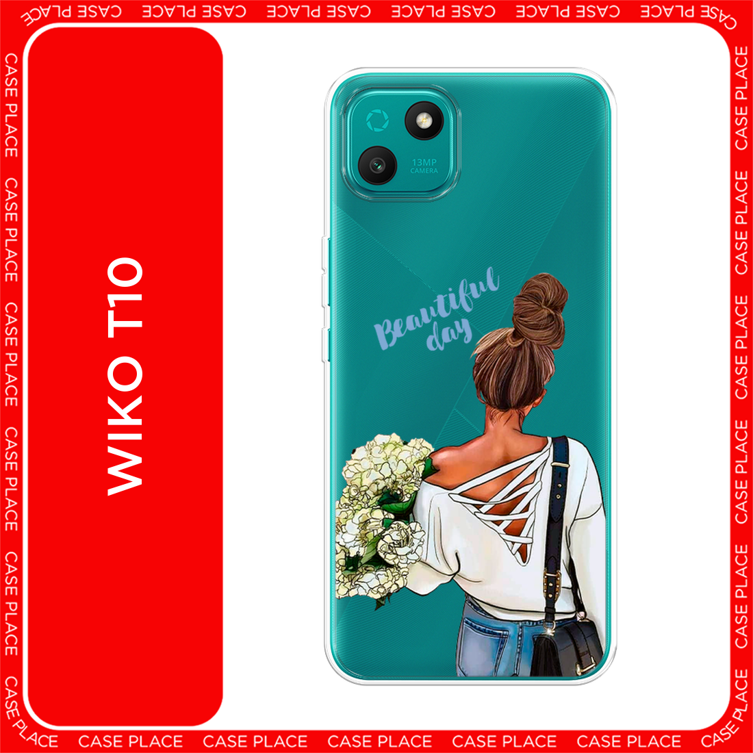Чехол на Wiko T10 / Вико Т10 с принтом Beautiful day vector, прозрачный