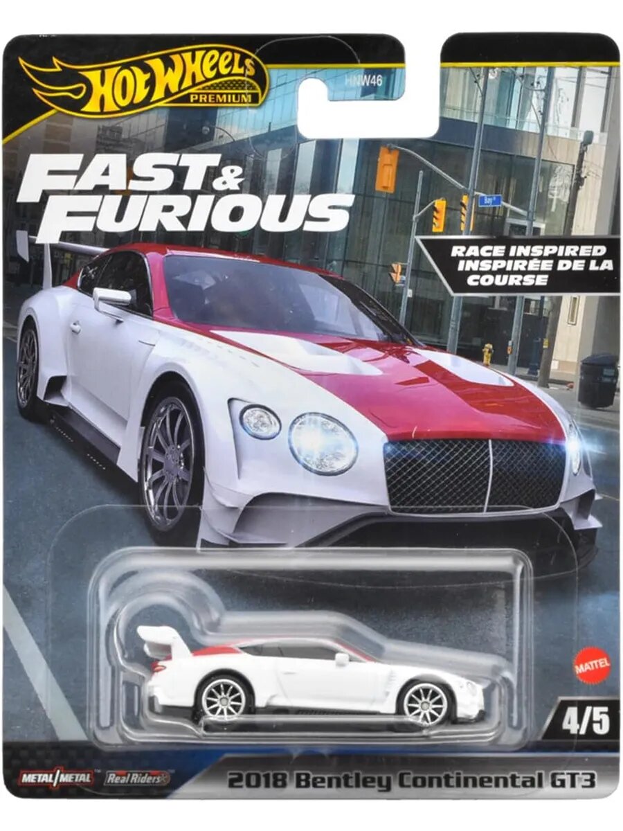 Коллекционная Premium машинка Hot Wheels Bentley Continental GT3 Metalflake white (коллекция Fast & Furious 2024, 4/5 mix 4)