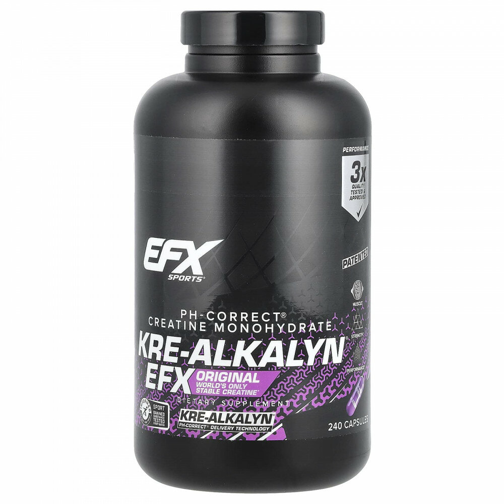 EFX Sports, Kre-Alkalyn® EFX, 240 капсул (750 мг в 1 капсуле)