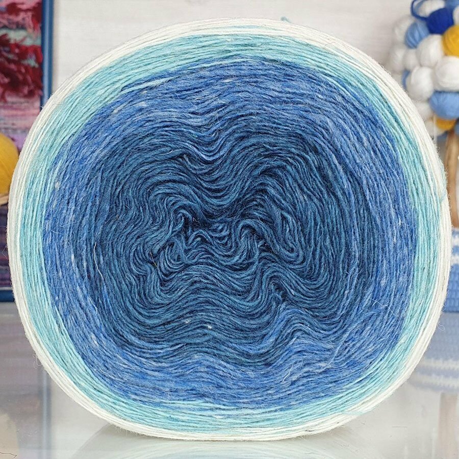 Пряжа Рассказовская ангорка колор 06-3 бел/бирюз/гол/джинс (2 мотка)