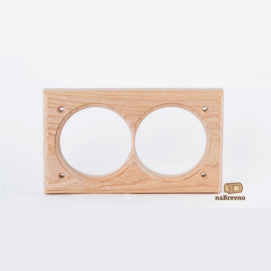 "Встраиваемые" Двойная накладка для установки встраиваемых розеток и выключателей на бревно и блокхаус диаметром 220 мм, ясень, V2-220 (1 шт)