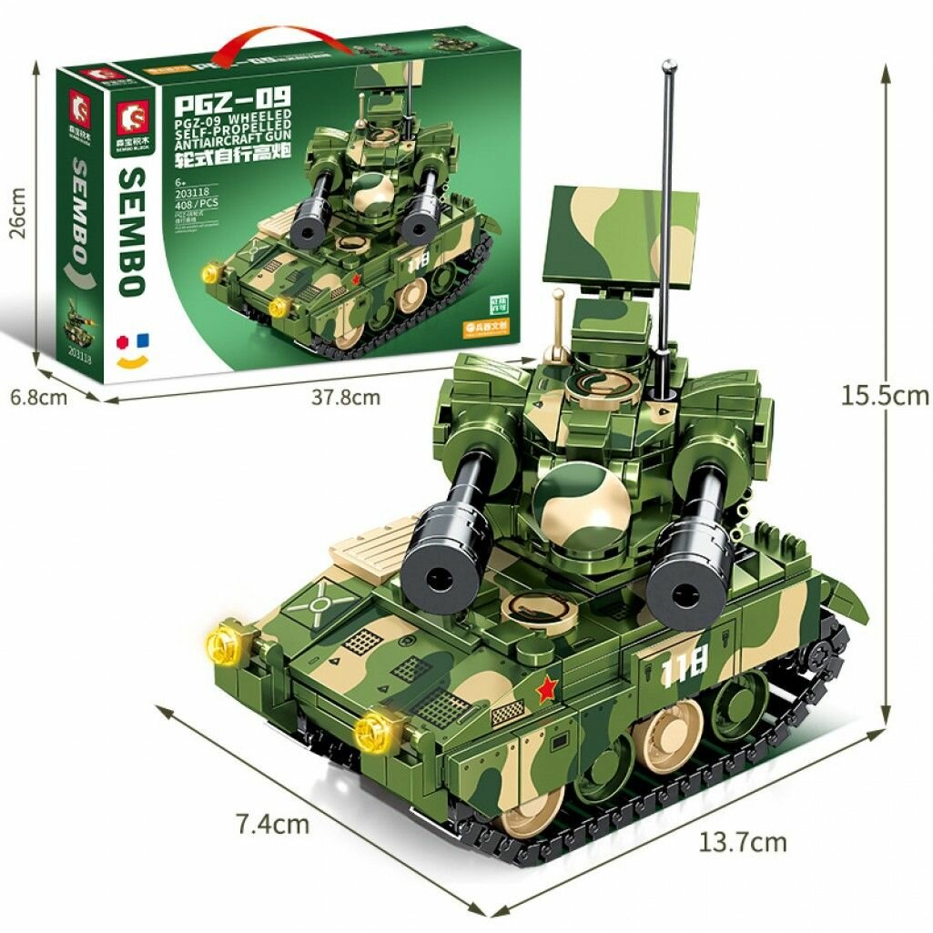 Конструктор 203118 Sembo Block Колесная самоходная зенитная установка PGZ-09