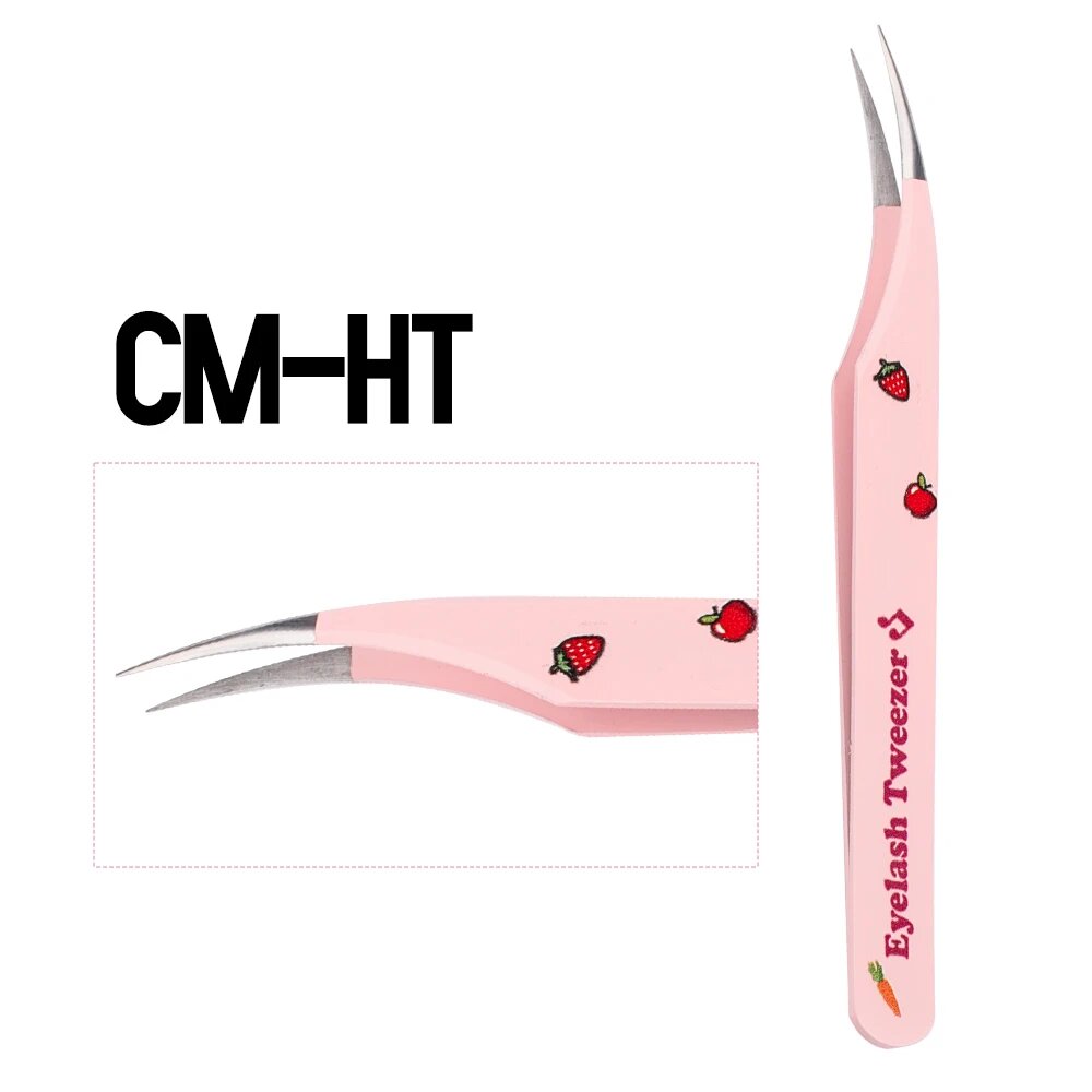Пинцет для наращивания ресниц CM-HT, розовый