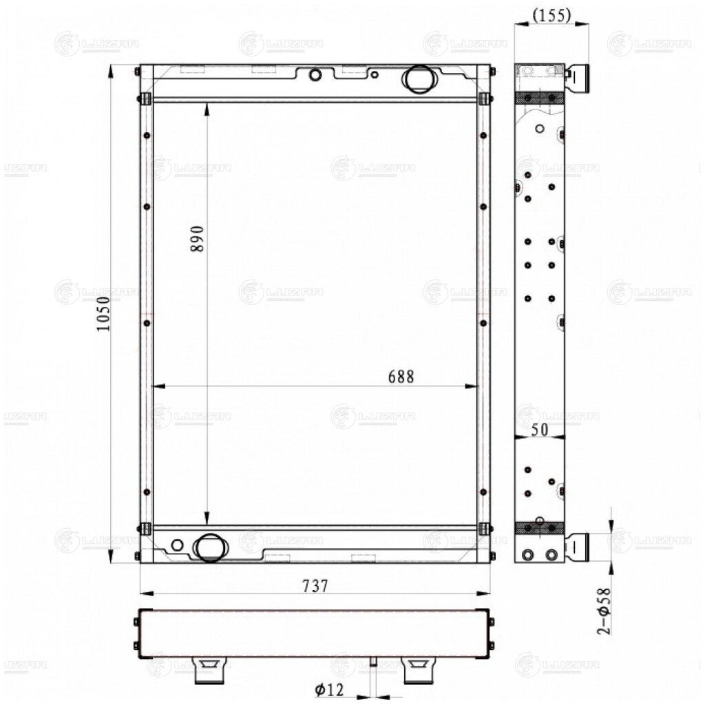 Радиатор системы охлаждения для а/м КАМАЗ 6520 (алюм.) "LUZAR"
