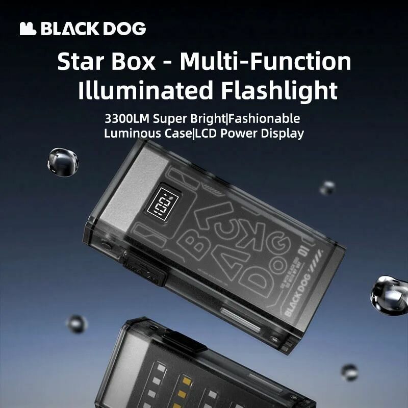 BlackDog многофункциональный фонарь 3300 люмен с LCD-дисплеем заряда, магнитным креплением, боковым RGB-светом и аккумулятором 3000 мАч для кемпинга и работы