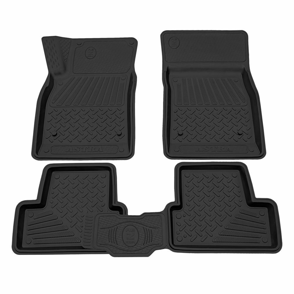 Коврик салонный резиновый (черный) для Opel Astra J (09-17) (Борт 4см)