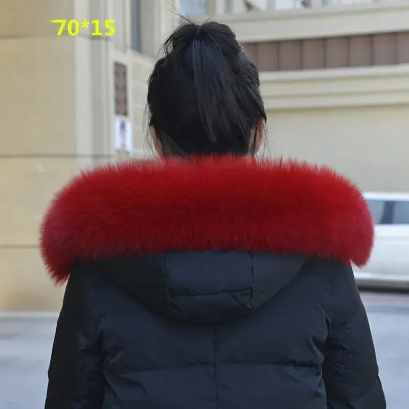 Qearlstar Женщины Мужчины 100% натуральный лисий мех воротник шарф 90 * 15 см реальный мех украшения съемный белый черный серый,120,1, натуральный мех,70, красный,12, SKU00226